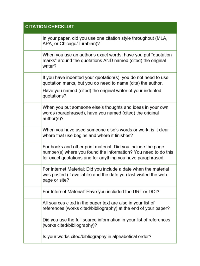 Ee Citation Checklist | PDF