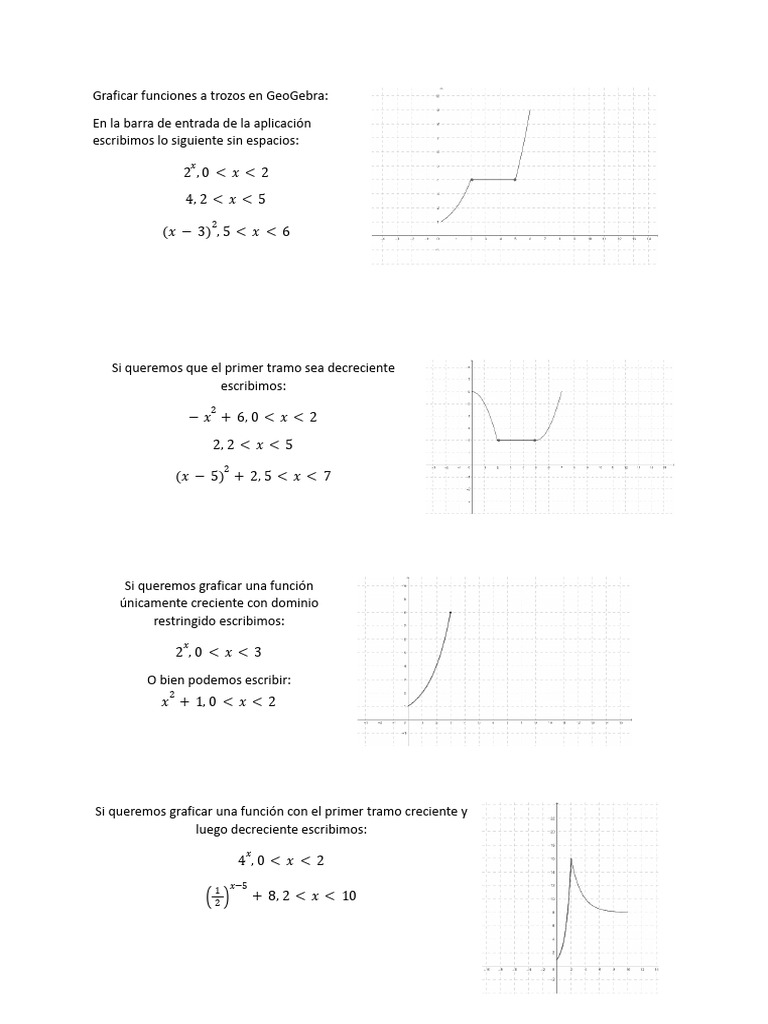 Graficar funciones a trozos en geogebra.docx | PDF