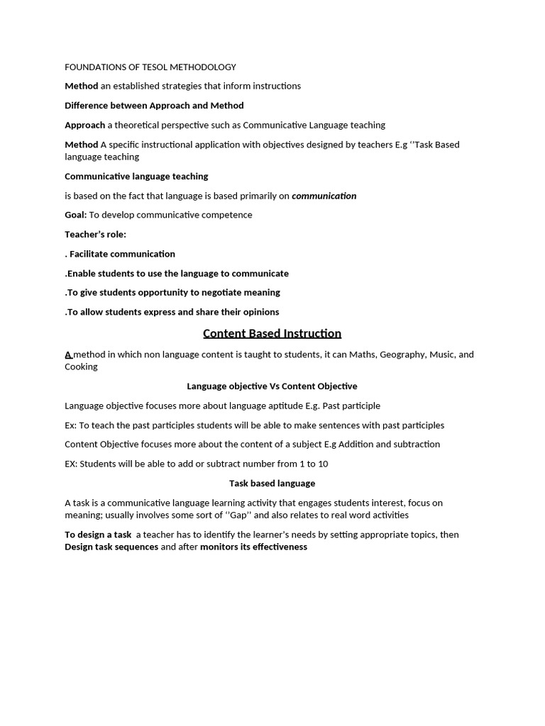 Foundations of Tesol Methodology | PDF