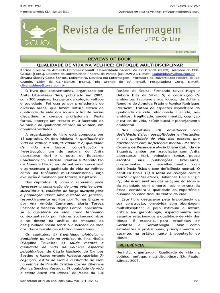 Qualidade de Vida na Velhice Multidisciplinar | PDF | Gerontologia ...