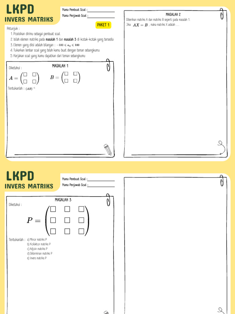 LKPD Invers Matriks ZAID RAHMAN | PDF