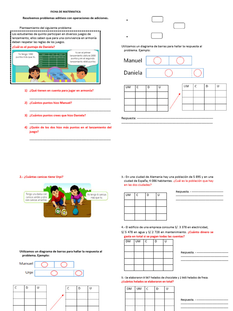 Ficha de Matematica Prob. de Adición y Cuaresma | PDF