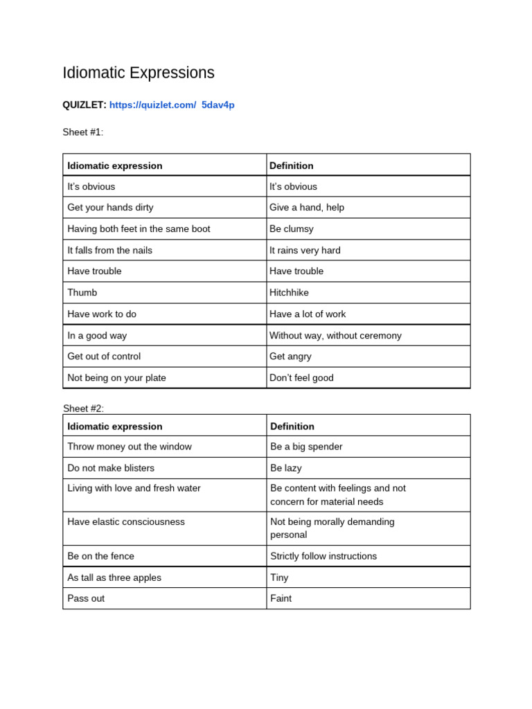 Les Expressions Idiomatiques-En | PDF