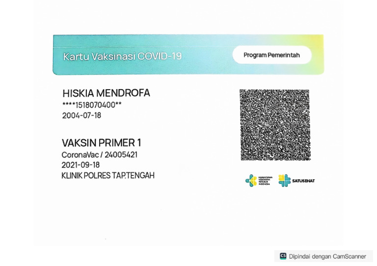 Kartu Vaksin 1 Hiskia Mendrofa | PDF