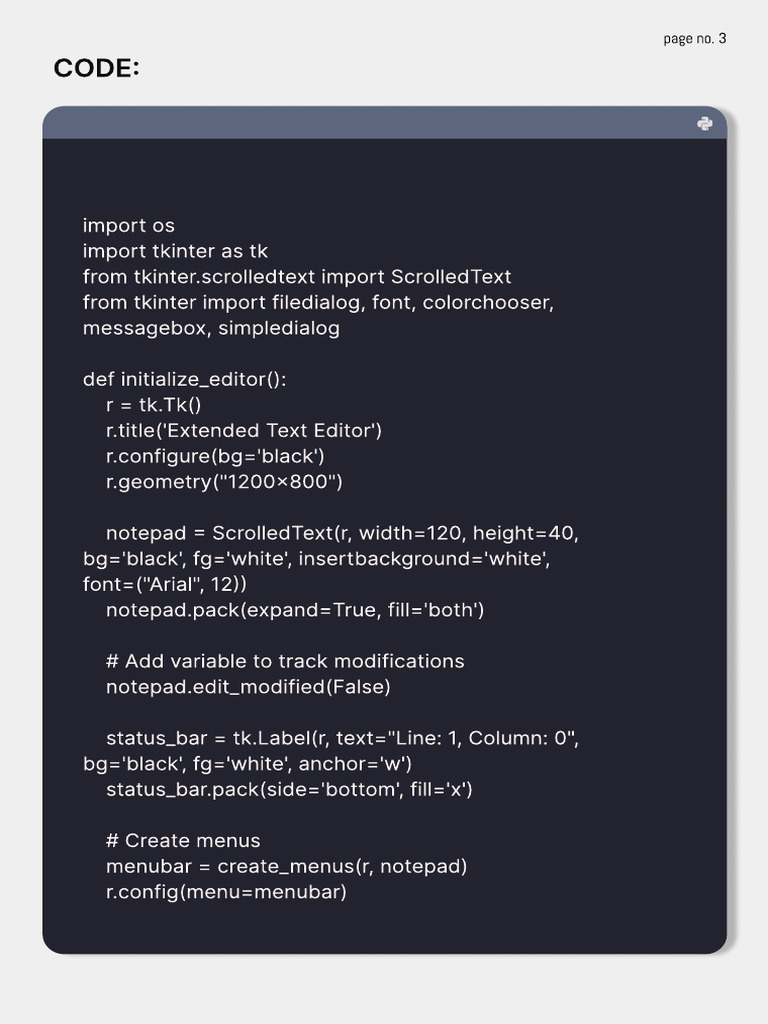 Tkinter Extended Text Editor Example | PDF