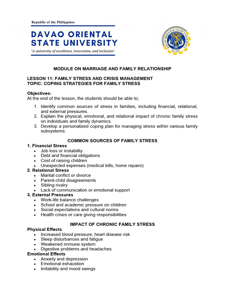 Coping Strategies for Family Stress | PDF | Psychological Resilience ...