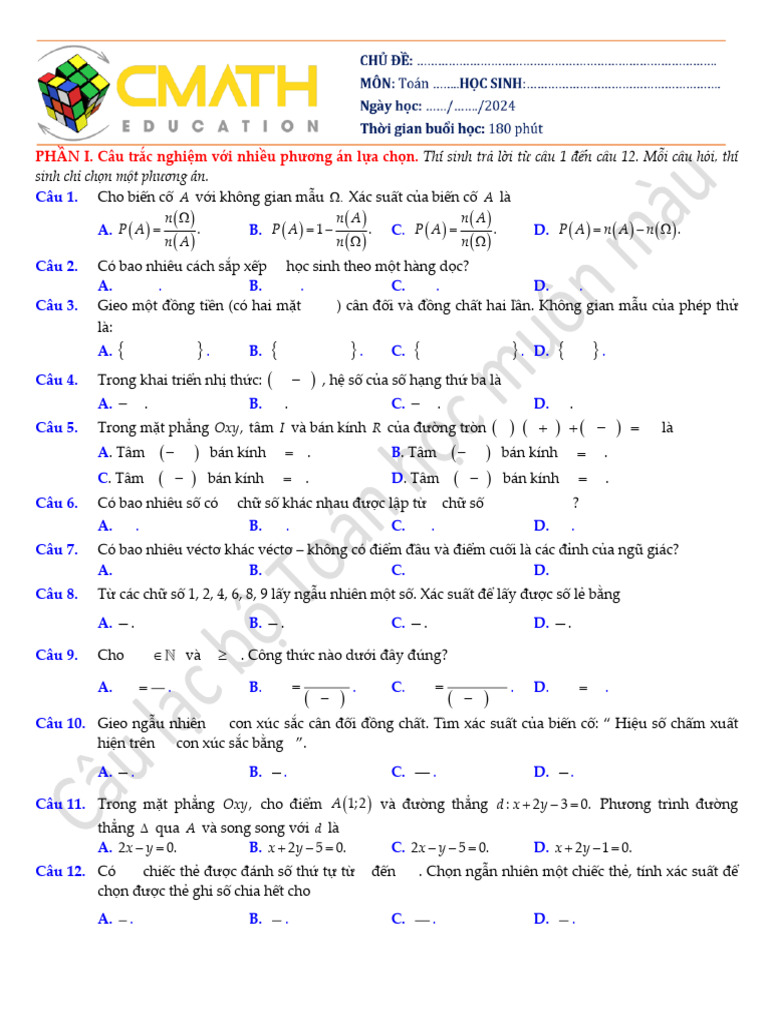 De 02 Cuoi Ki 2 Toan 10 Form 2025 - Hs - Cmath | PDF