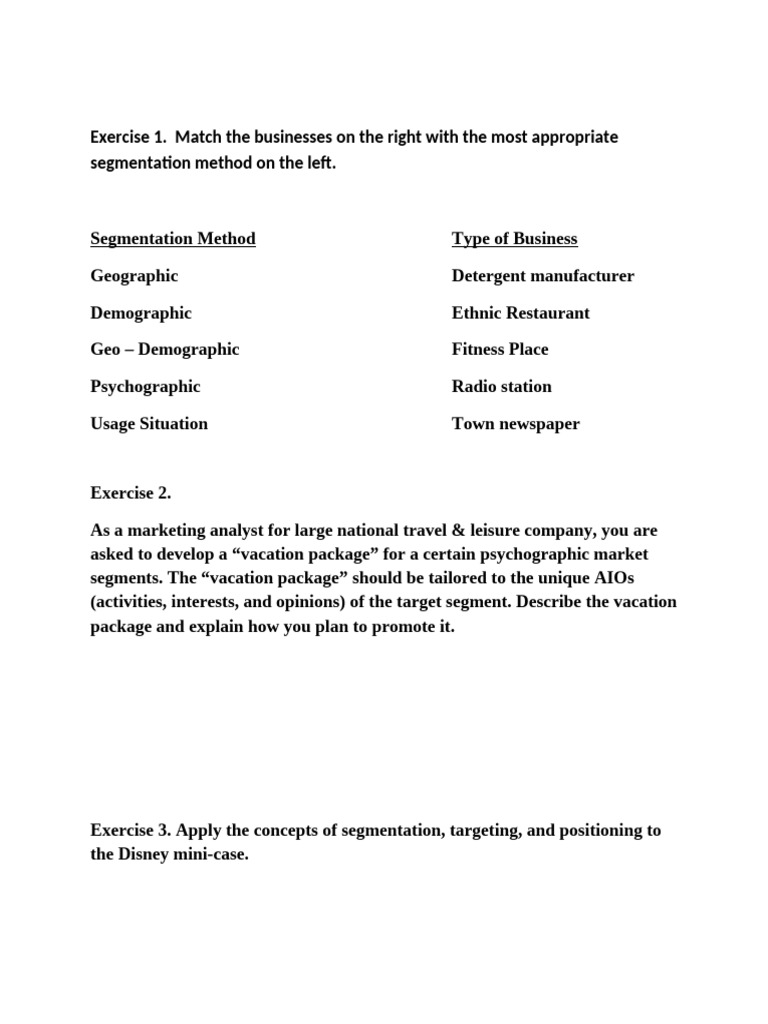 Segmentation Exercises | PDF