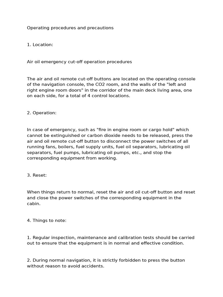 Air Oil Emergency Cut-Off Procedures | PDF