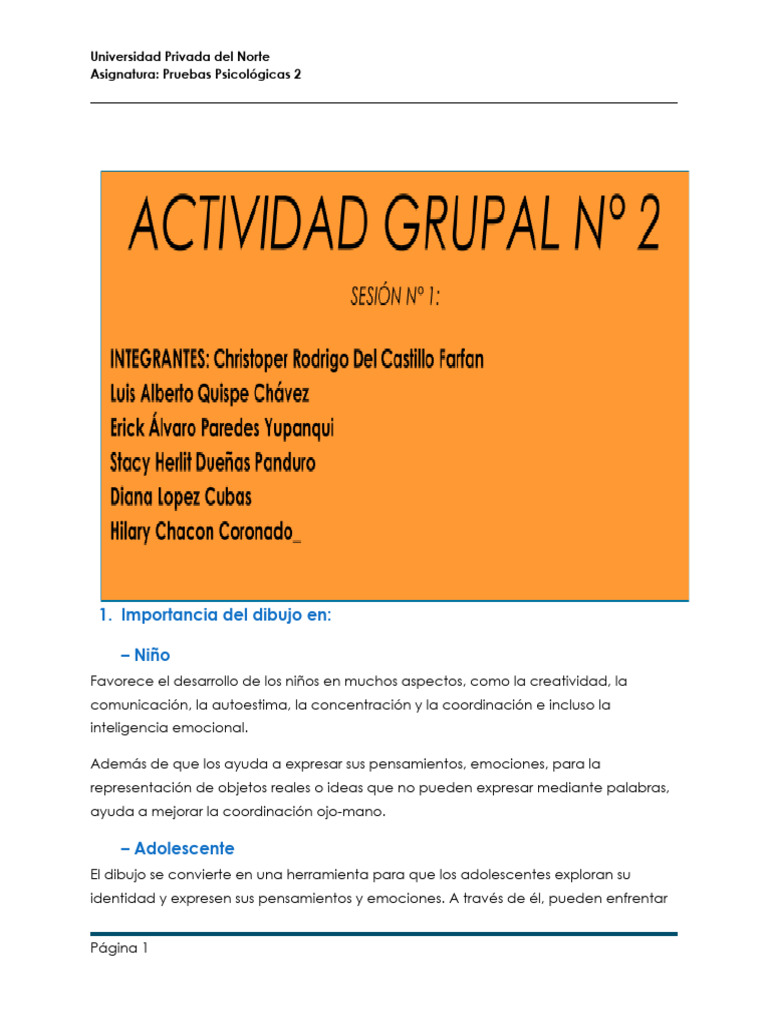 ACTIVIDAD GRUPAL #2 Dibujo | PDF | Las emociones | Adultos