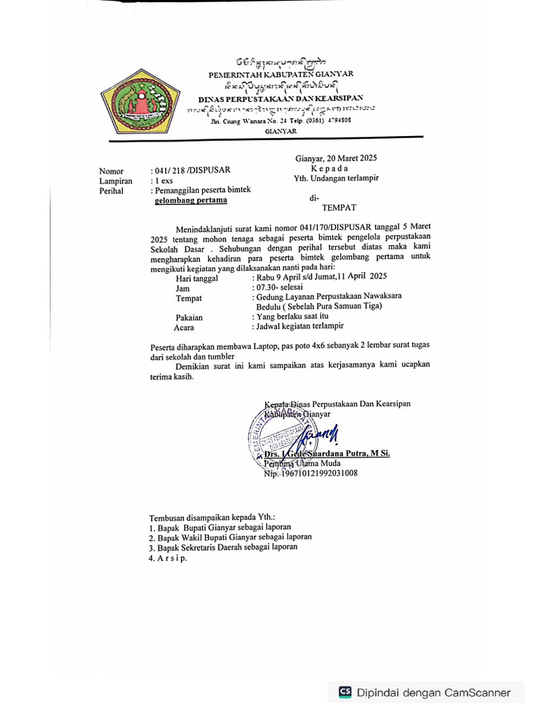 Pemanggilan Peserta Bimtek. | PDF