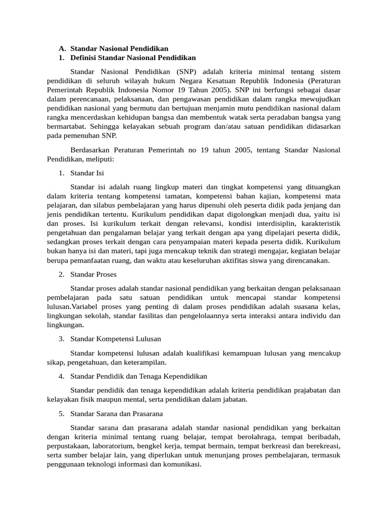 Definisi dan Pemenuhan SNP Pendidikan | PDF