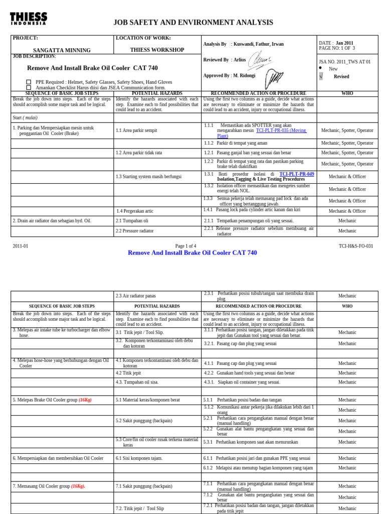 2011_TWS AT 01_Remove & Install Brake Oil Cooler CAT 740 | PDF
