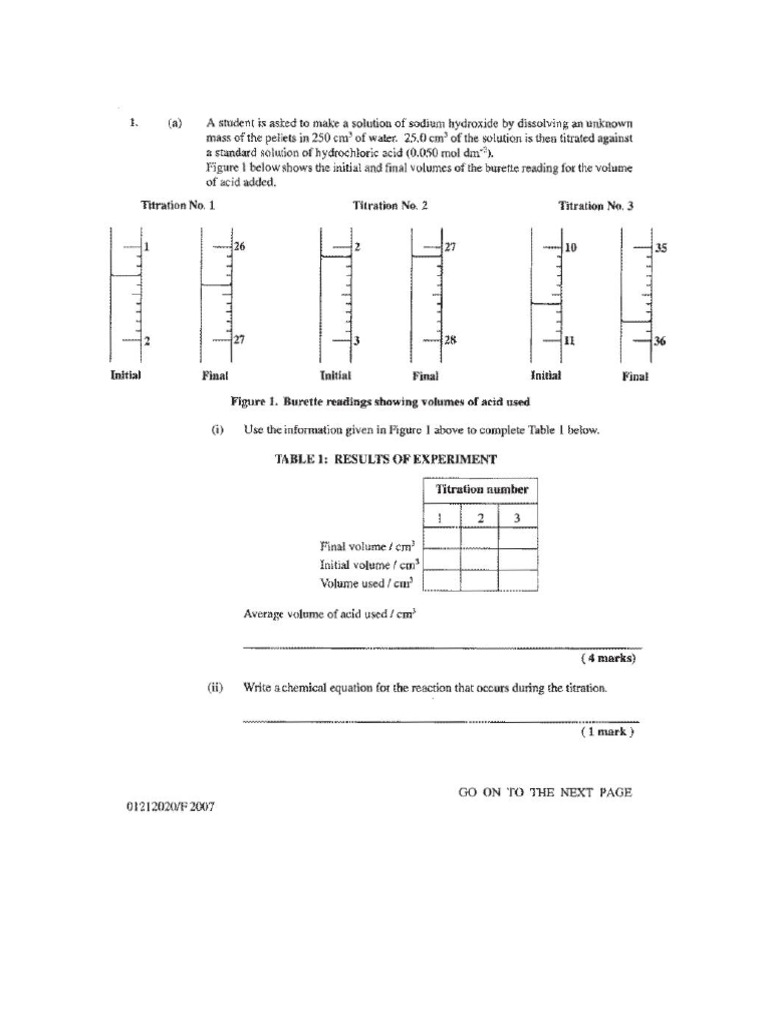 Volumetric Titration Acid Bases and Redox Csec Chemistry 2005 2015 | PDF