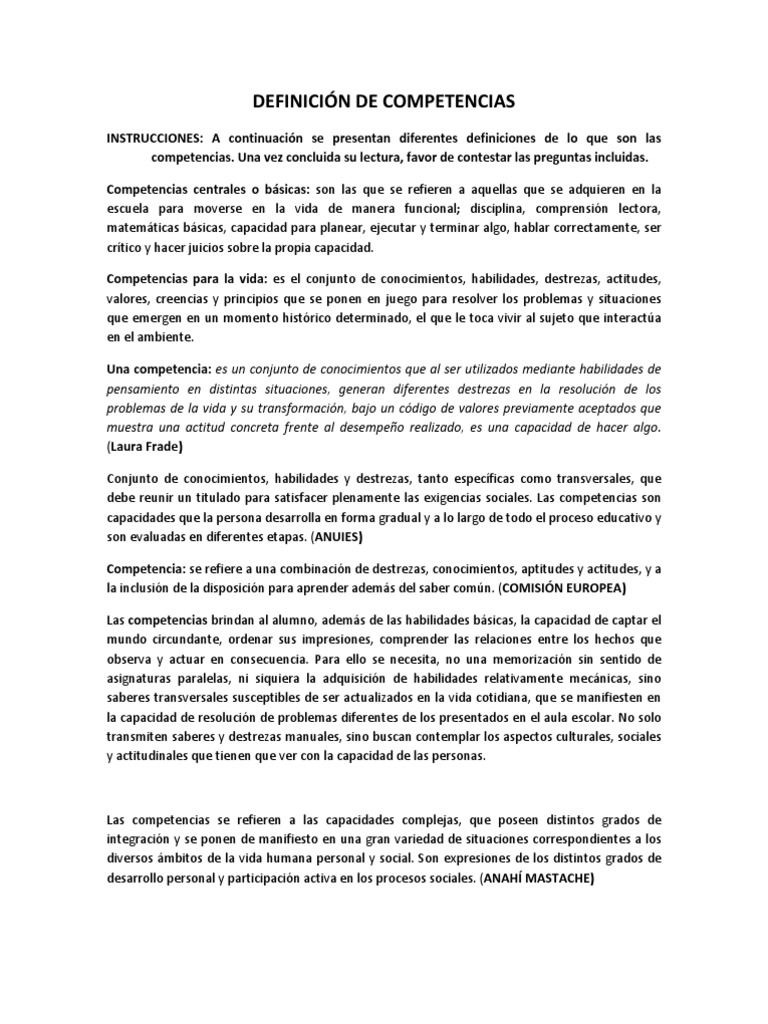 Definicion Competencias | PDF