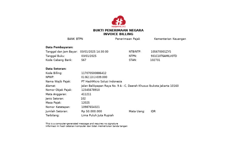 Contoh Invoice Tagihan | PDF