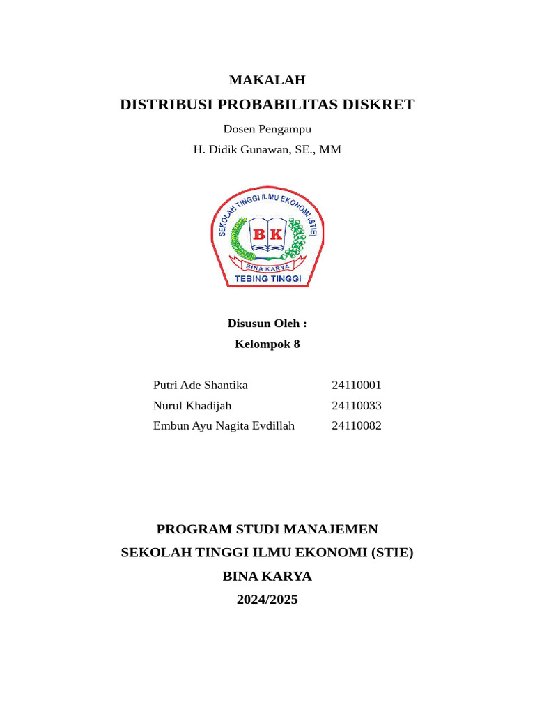 Makalah Distribusi Probabilitas Diskret | PDF