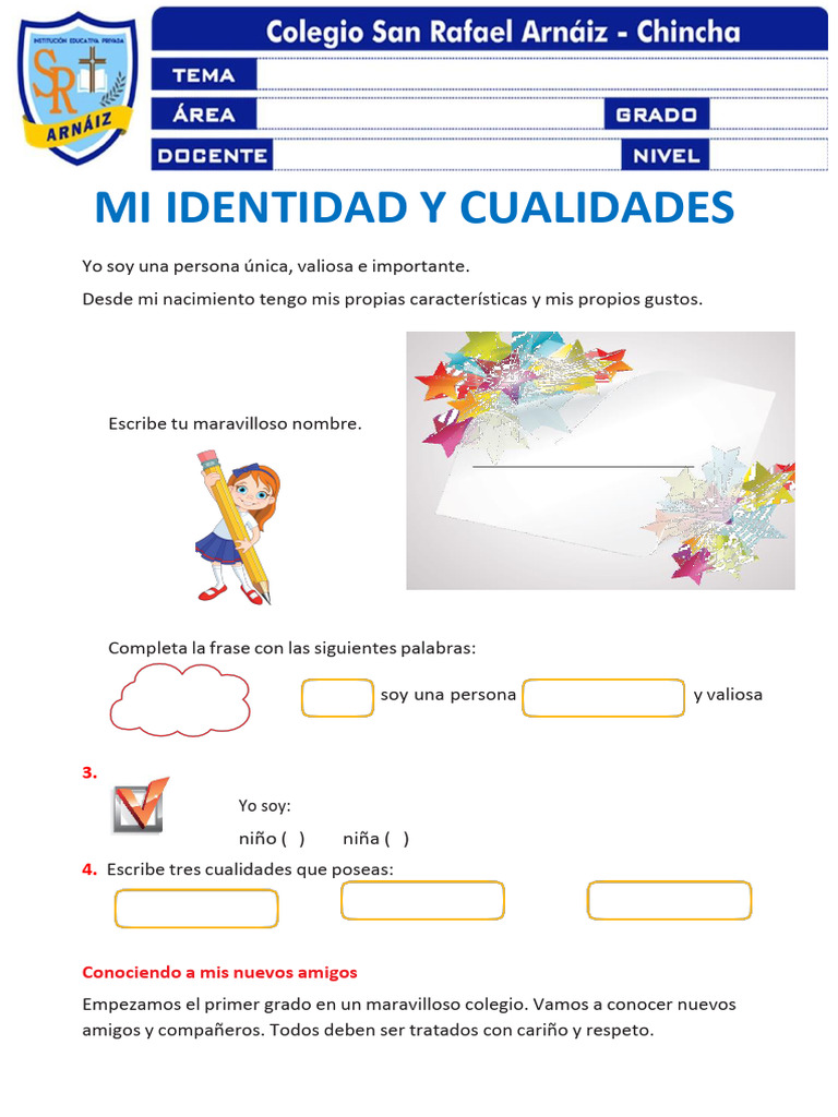 Identidad Personal y Caracteristicas | PDF