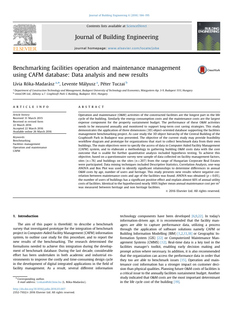 Benchmarking O&M Management with CAFM | PDF | Regression Analysis ...