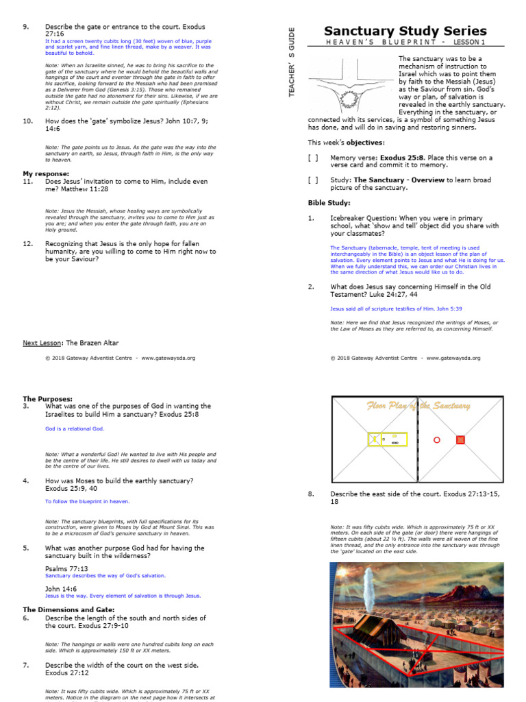 L1 Teacher - Sanctuary Overview | PDF | Jesus | Book Of Exodus