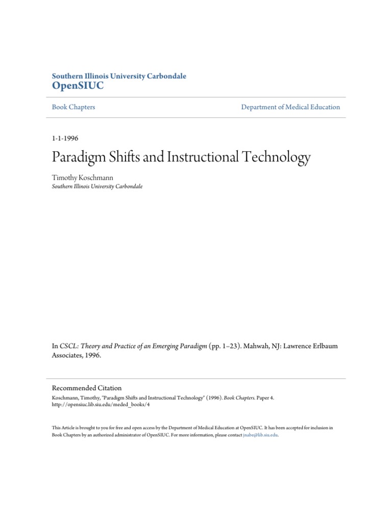 Paradigm Shifts and Instructional Technology | PDF | Constructivism ...