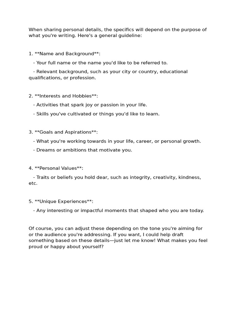 Guide to Sharing Personal Details | PDF