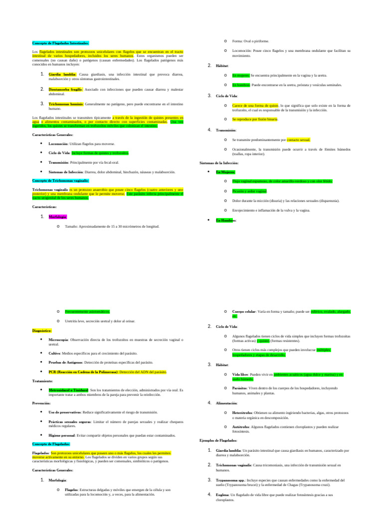 Concepto de Flagelados Intestinales | PDF | Biología | Microbiología