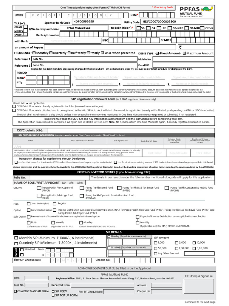 PPFAS - SIP Form-ARN-1668 | PDF | Cheque | Banks