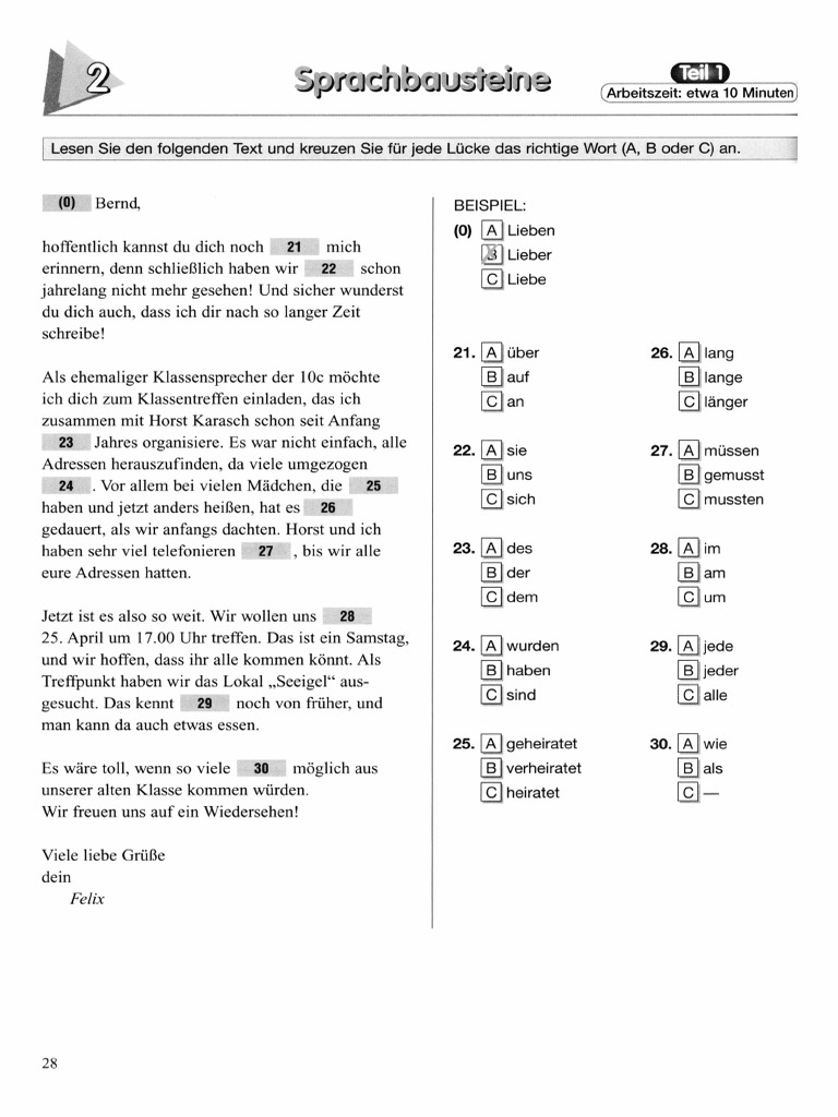 Sprachbausteine Nr. 1 Am 2.4 | PDF