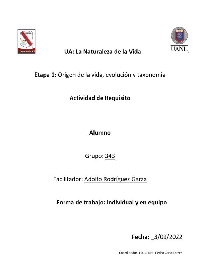 Act de Req Etapa-1 LNV | PDF | Fósil | Evolución