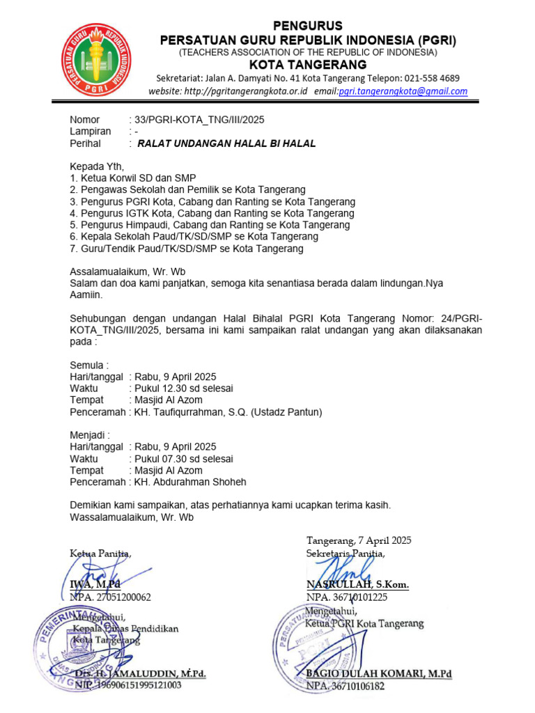 Ralat Undangan Sosialisan JF Guru Dan Halbil | PDF