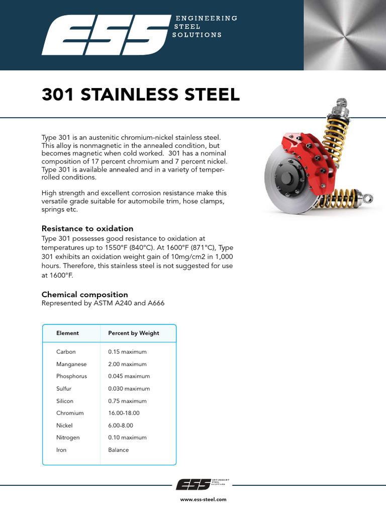 301 Stainless Steel - Data Sheet | PDF | Stainless Steel | Steel
