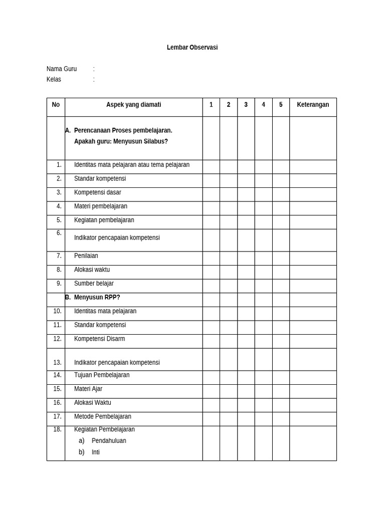 Lembar Observasi | PDF
