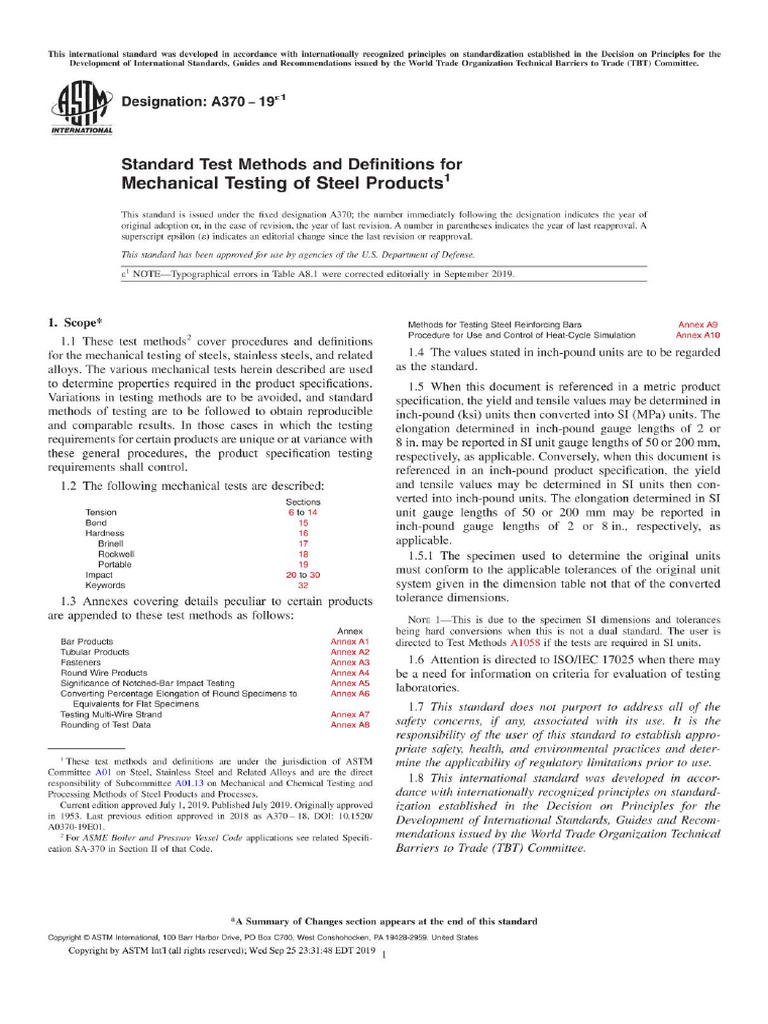 Astm A370-19 | PDF