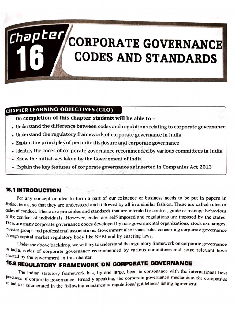 Codes & Standards of Corporate Governance | PDF