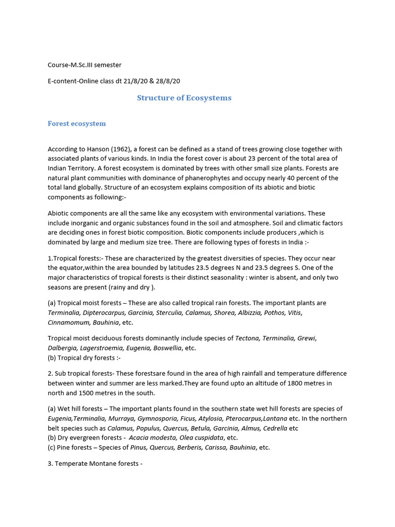 Ecosystem Structure Forest | PDF | Forests | Ecosystem