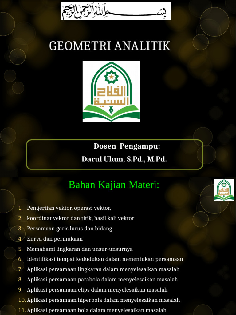 Geometri Analitik: Vektor dan Garis Lurus | PDF