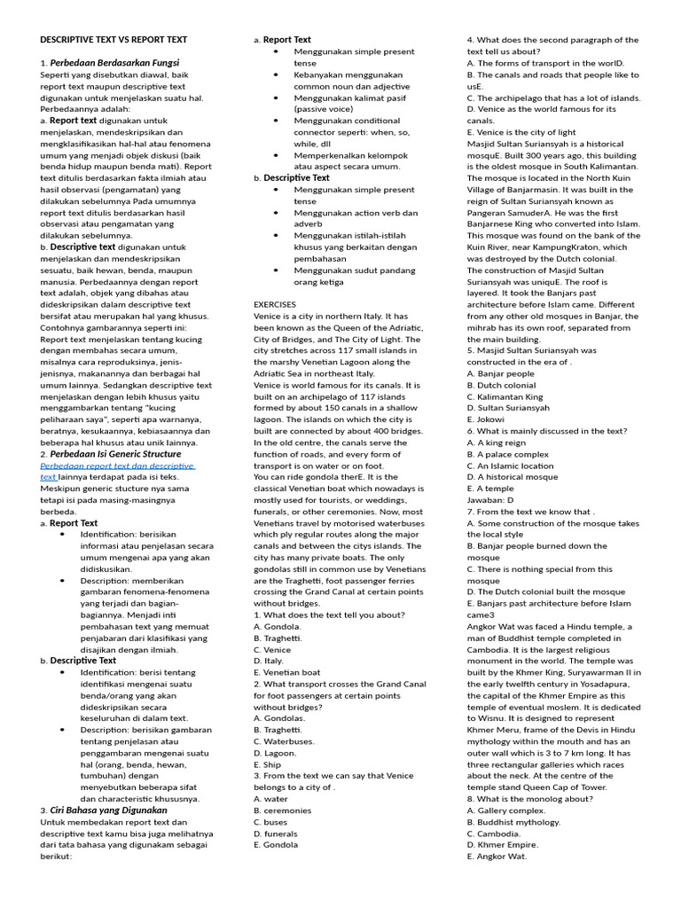 Differences Between Report And Descriptive Text Pdf Komodo Dragon