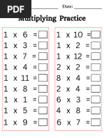 Multiplication Window Card Pre Test | PDF