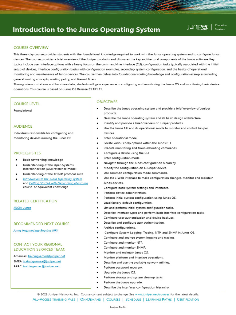 Introduction to Junos OS Training | PDF | I Pv6 | Command Line Interface