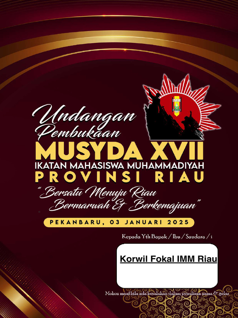 Undangan Musyda Ke XVII IMM RIAU | PDF