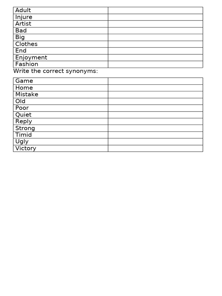 Synonyms and Antonyms Grade 2 | PDF