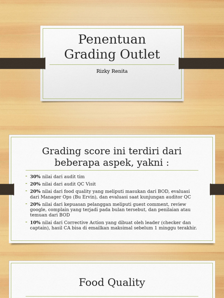 Skor Audit Grading Outlet Makanan | PDF