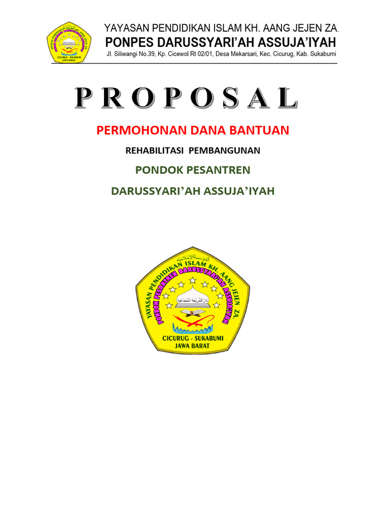 Proposal Bantuan Ponpes Darusyari'Ah Assujaiyyah Sukabumi | PDF