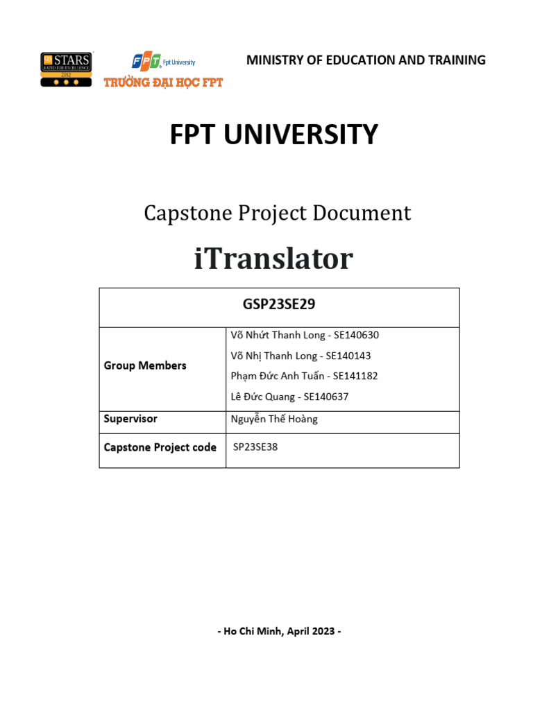iTranslator Capstone Project Overview | PDF | Software | Specification (Technical Standard)