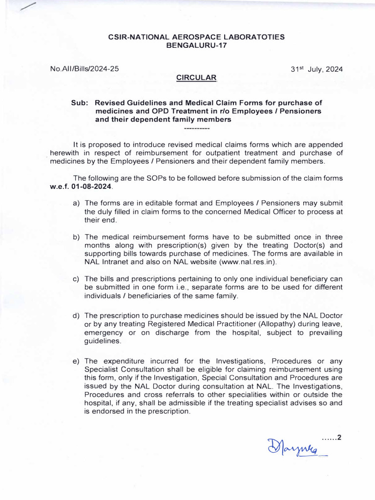 Revised Medical Claim Guidelines for NAL | PDF