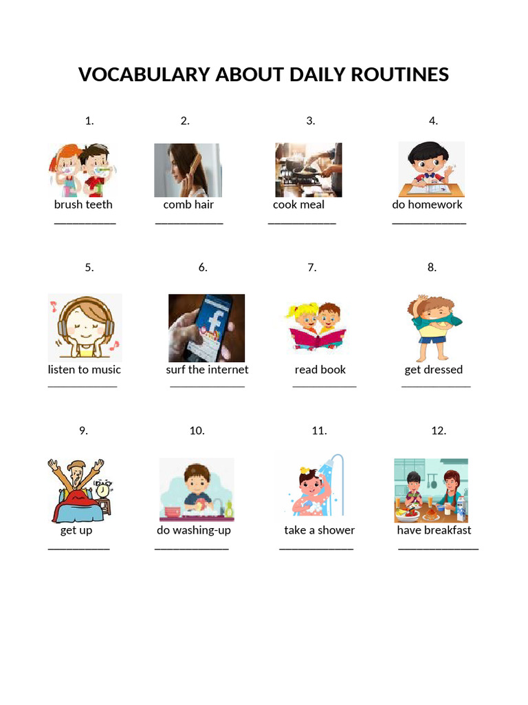 Daily Routines Vocabulary List | PDF