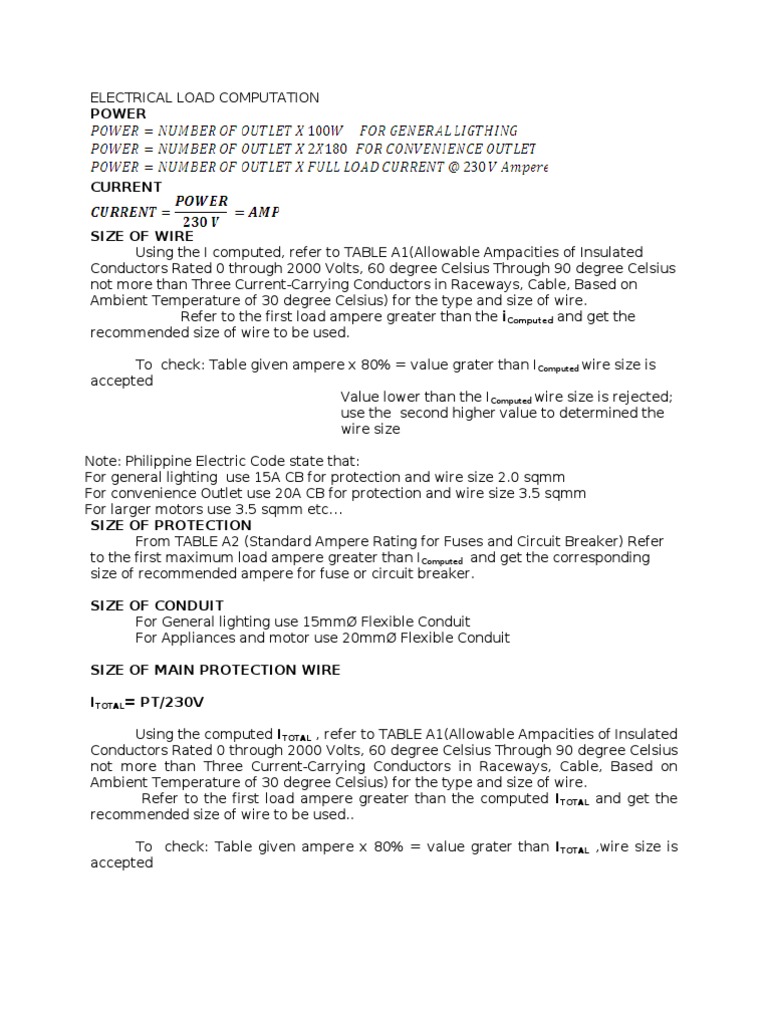 Electrical Load Computation | PDF | Fuse (Electrical) | Electromagnetism