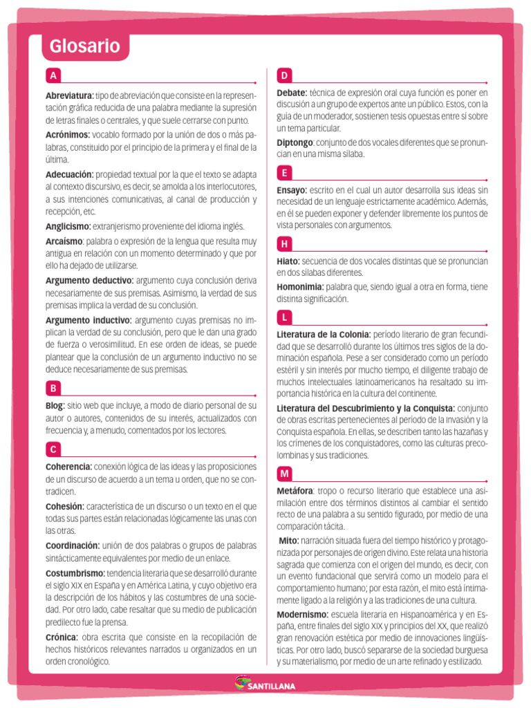 l9_u1_glosario | PDF | Argumento | Palabra