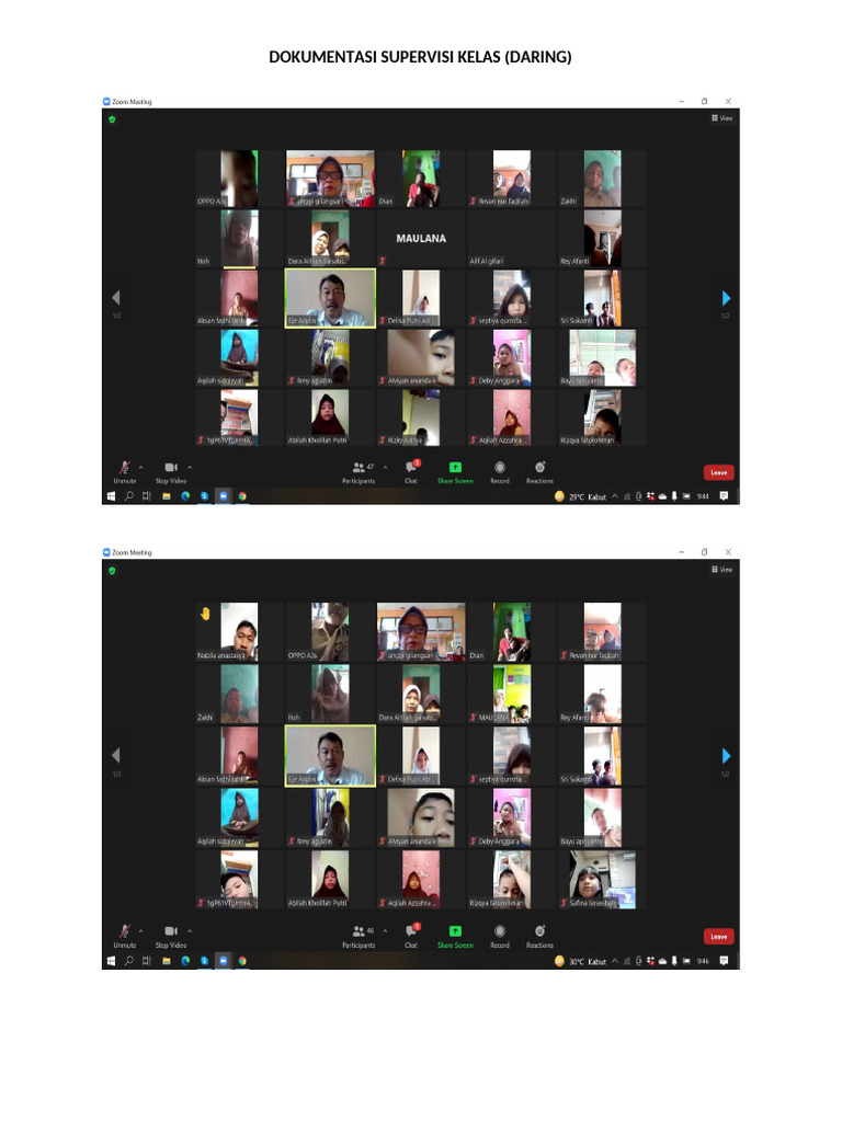 Dokumentasi Supervisi Kelas (Daring) | PDF